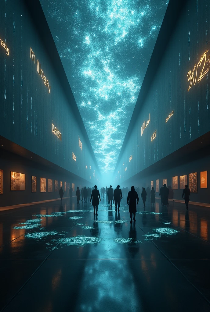 An unlimited museum suspended in a void , with corridors extending endlessly i - SeaArt AI