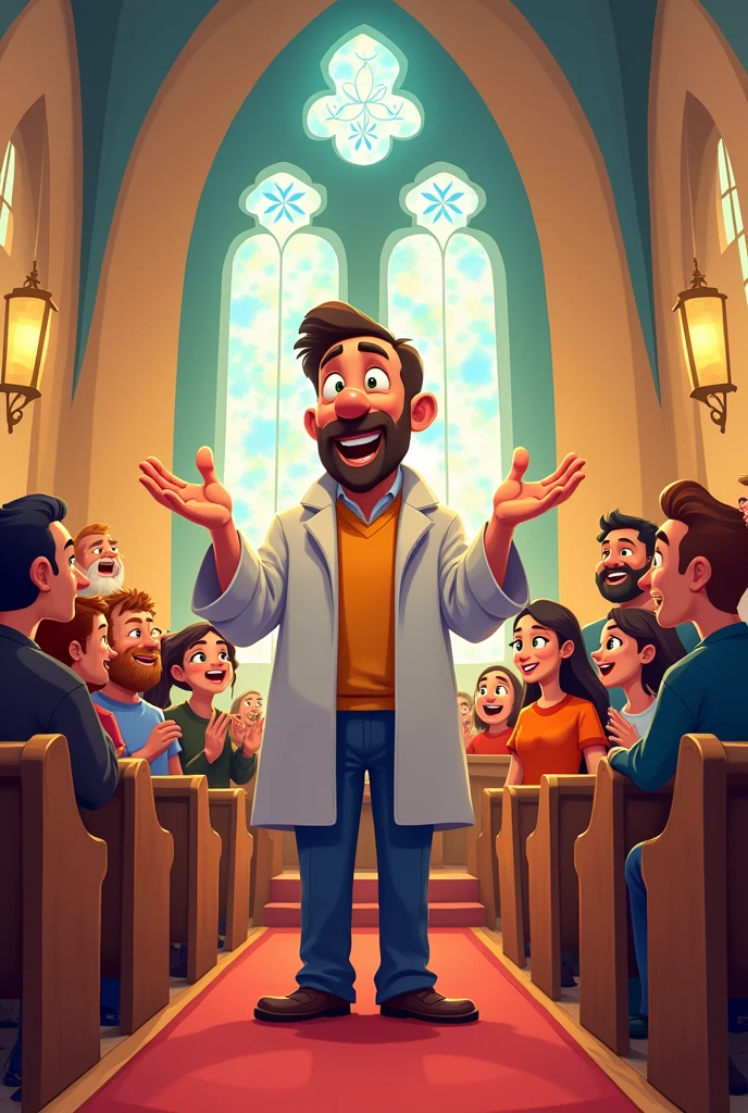 Pastor preaching at the cartoon service - SeaArt AI