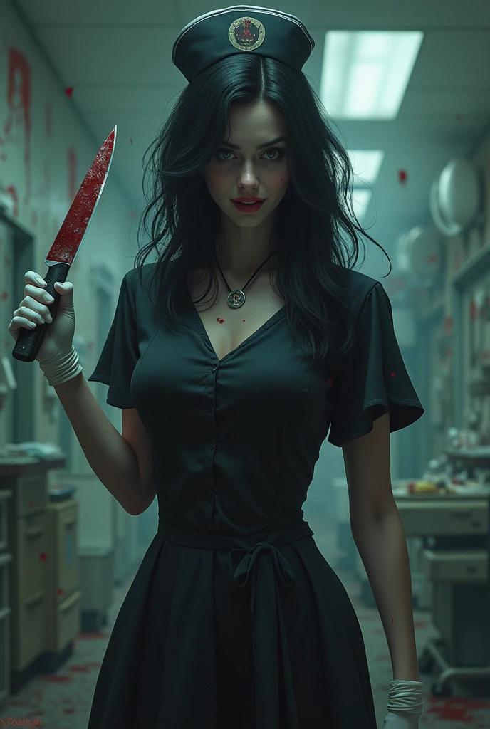 Alina ,1 female，(20 years old,black hair, Dark Nurse , Nurse Costume ...
