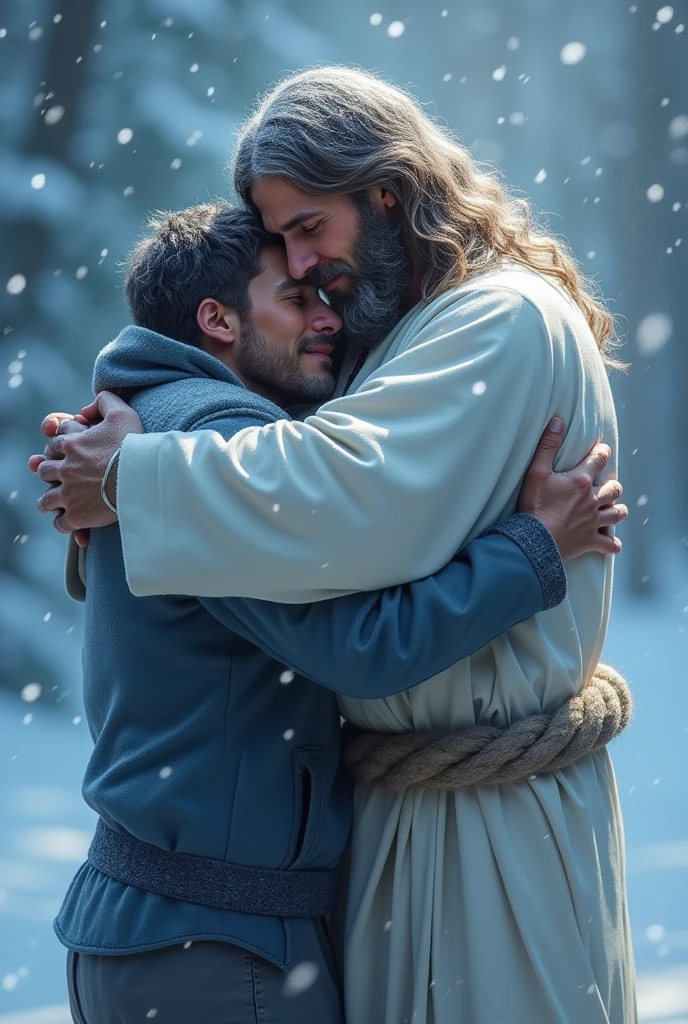 Frozen character Hans is hugged by Jesus - SeaArt AI