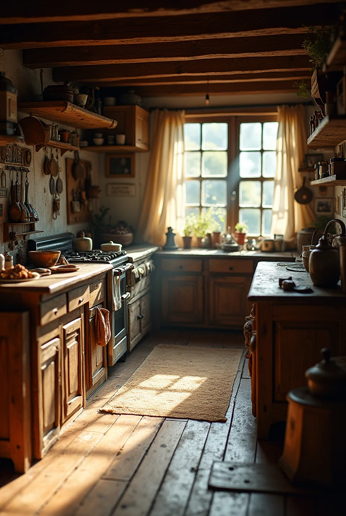 Close-up image of the interior of the farmer's house - SeaArt AI