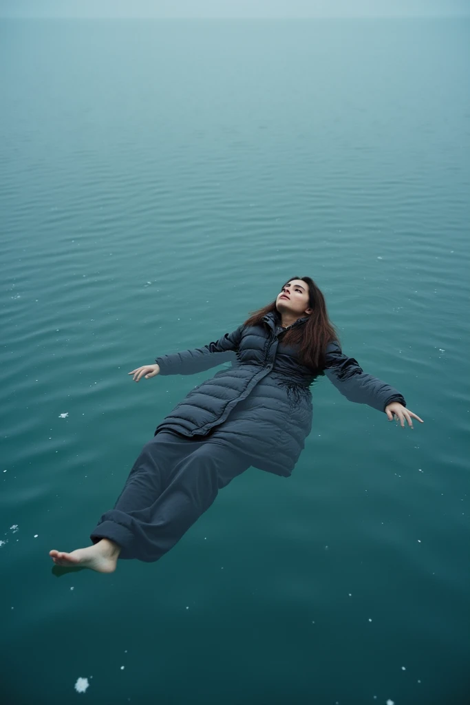 Woman floating in the cold - SeaArt AI