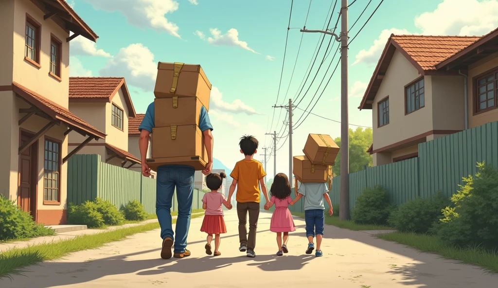 "In constant movement" Illustrates a family without a mother - SeaArt AI