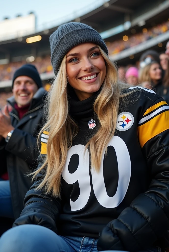 A 25-year-old German model with striking, long blonde hair cascading ...