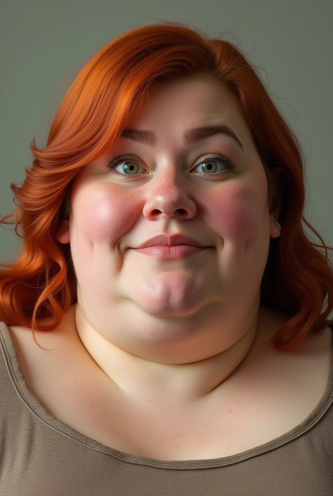 Redhead white-skinned woman with green eyes with big nose without ...