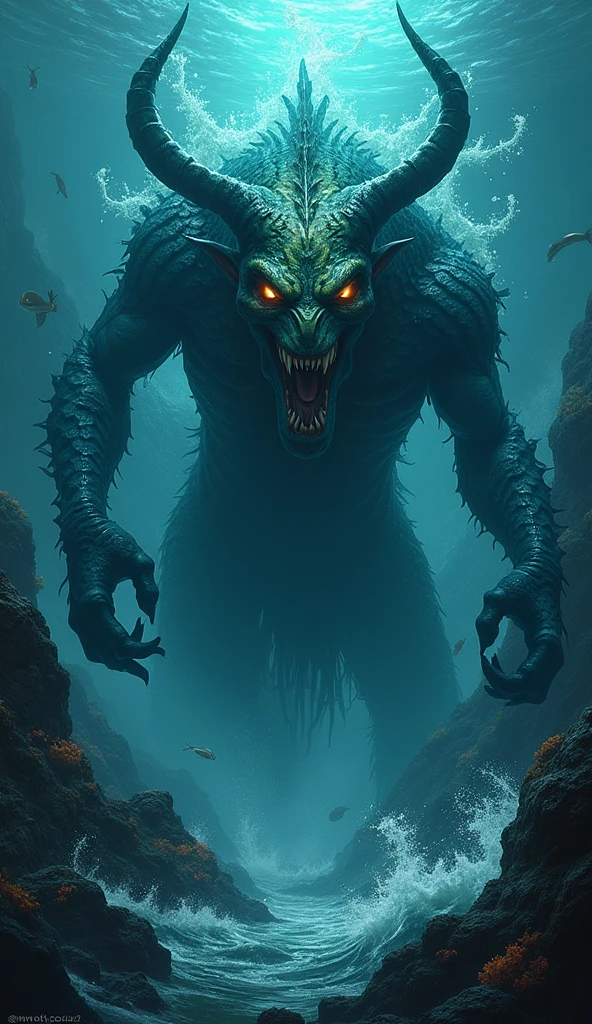 " A creepy Deep Demon , with scaly skin of dark blue and iridescent ...