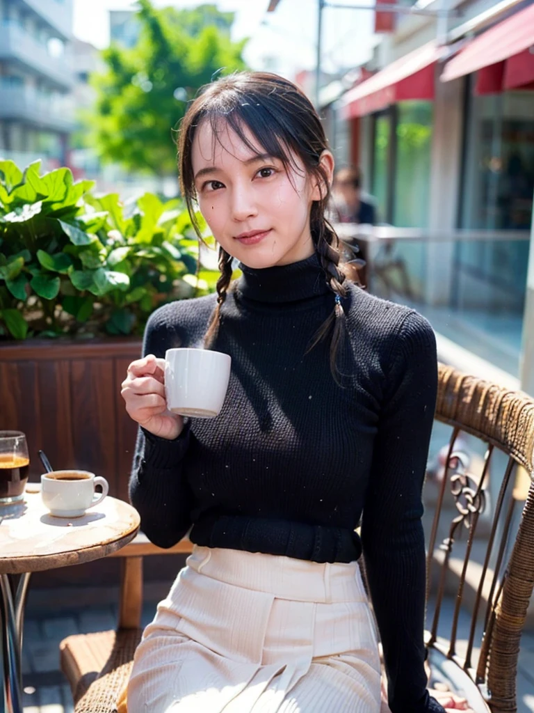 Skin color, Medium chest,Natural Body Shape Wet Hair, ((Two very long ...