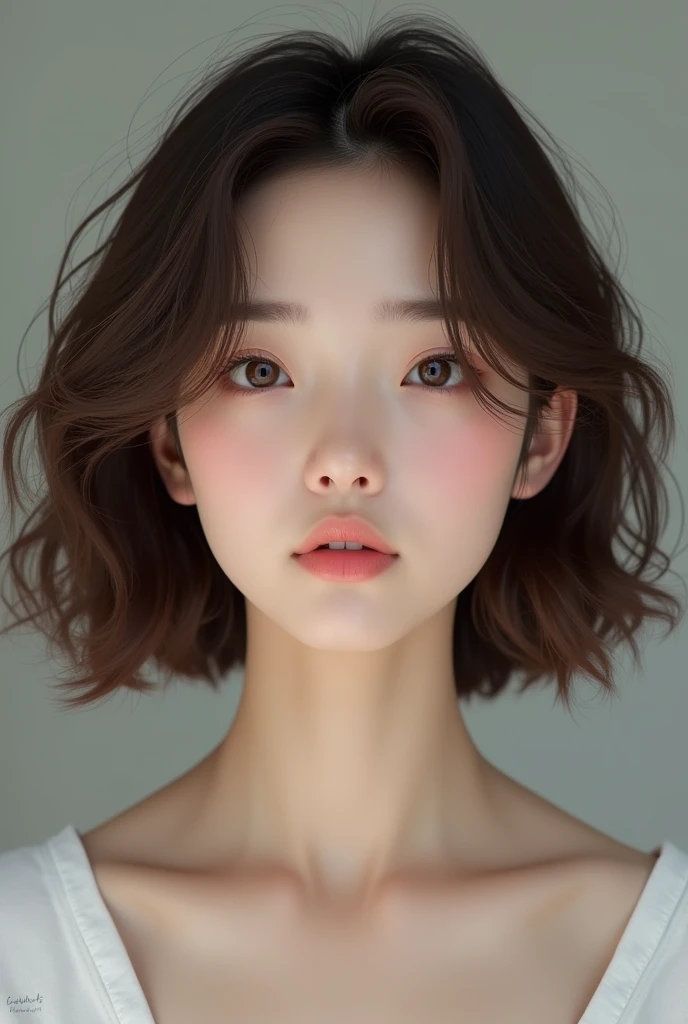 Create a realistic Korean girl,with short brown hair - SeaArt AI
