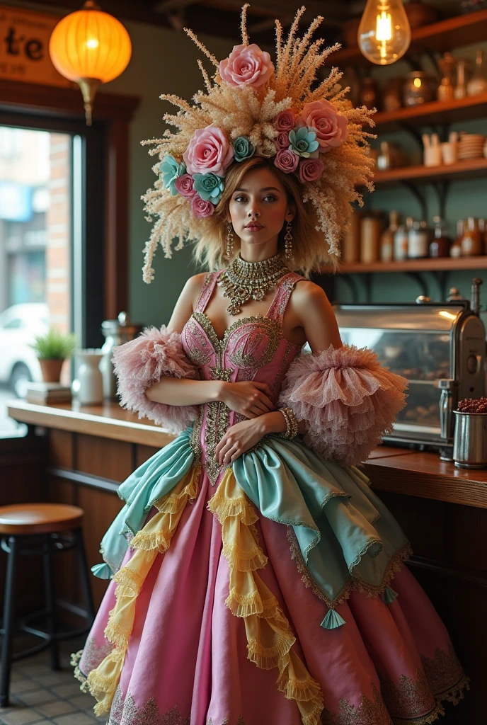 The extreme costume of a cafe clerk - SeaArt AI