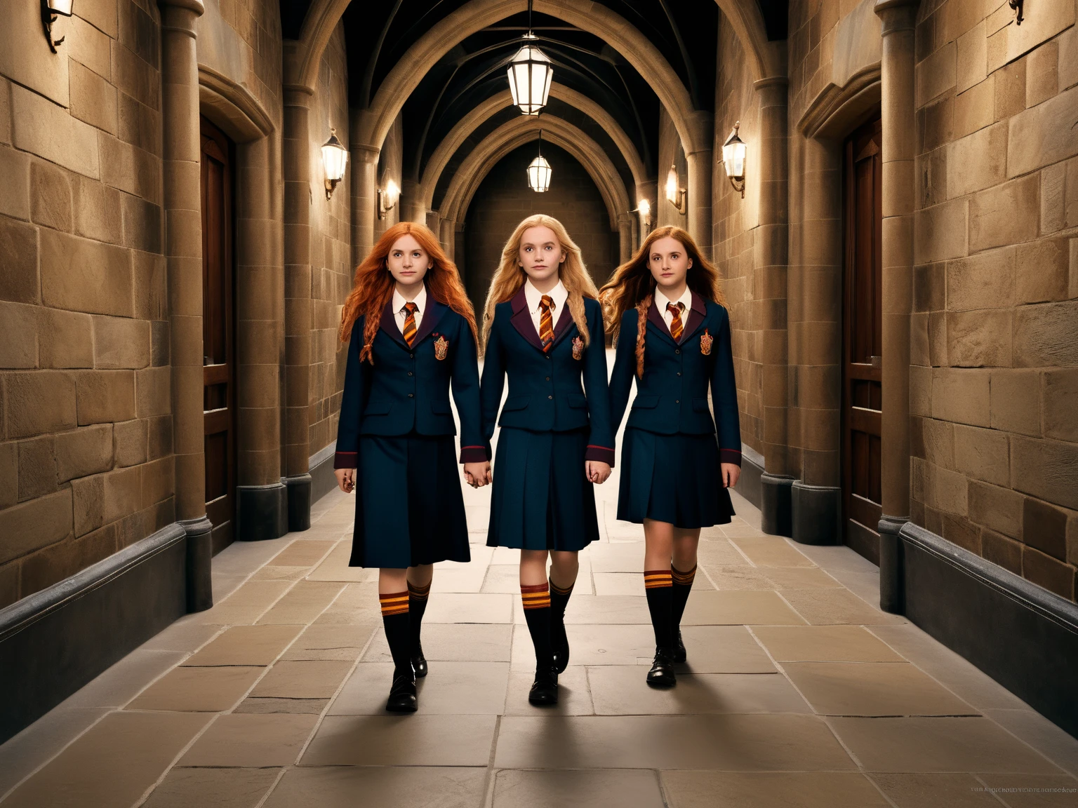 Hermine Granger, Ginny Weasley and Luna Lovegood in Hogwarts Gryffindor ...