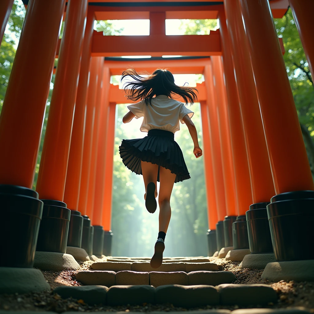 Ethereal and Haunting, ExtremelyDetailed JK girl Running through the ...