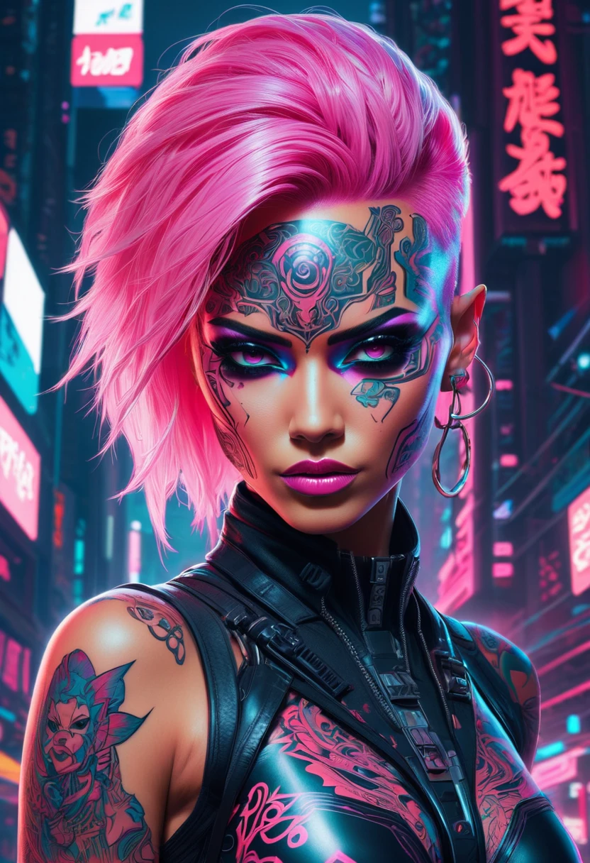 Acid-punk rock, incredibly beautiful witch humanoide woman with ...