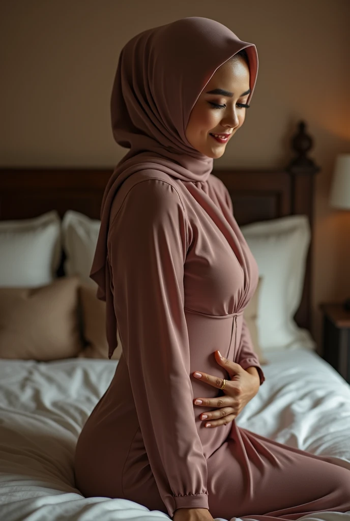 Malay matured women in hijab wearing sexy soft dress, portrait ...