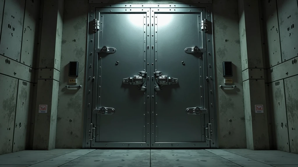 Giant double metal door with two windows SCP style - SeaArt AI