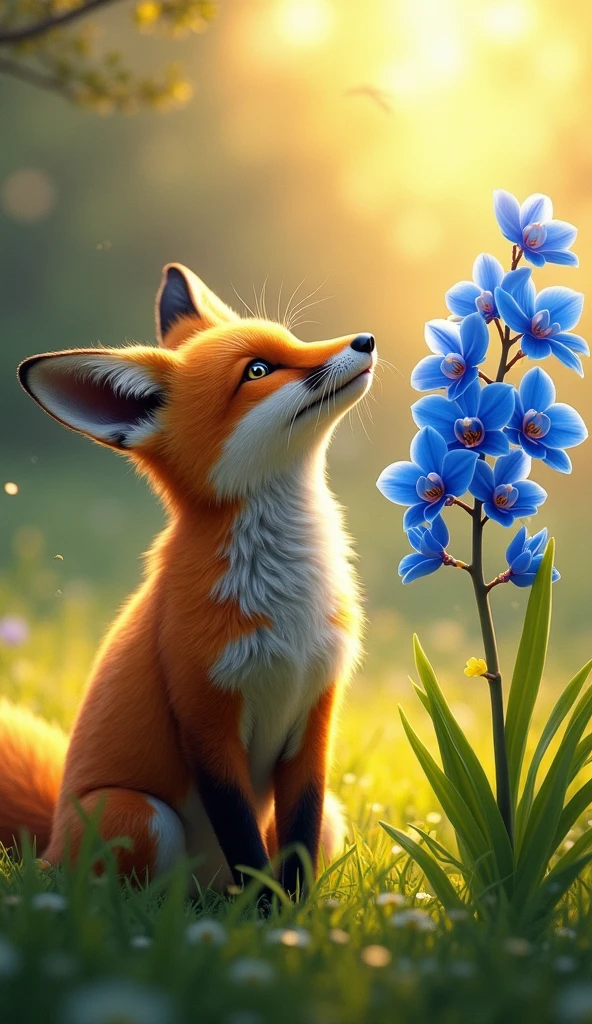 "Image is a digital artwork depicting a realistic fox in its natural ...