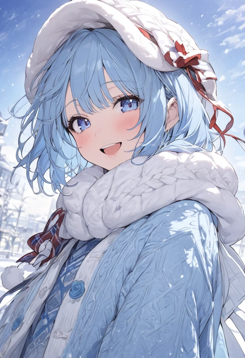 ((masterpiece、 best quality ))woman、cute、young、 light blue hair - SeaArt AI