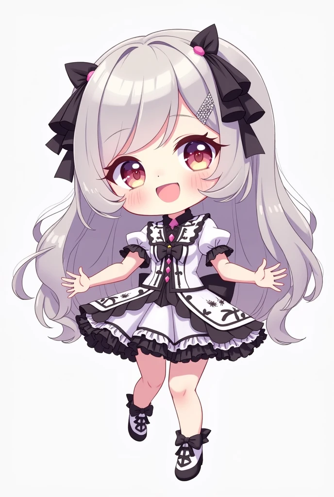 Chibi character style cute Smiling Chest, Long Hair, Curly Hair - SeaArt AI