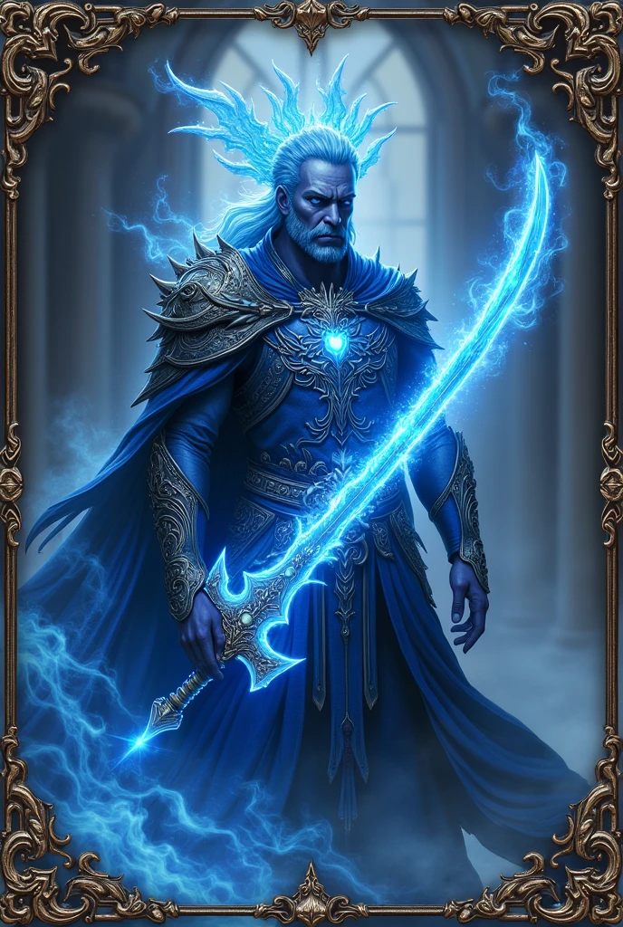 Blue sword. Black aura. Dragon ice style. Real Full body sword - SeaArt AI