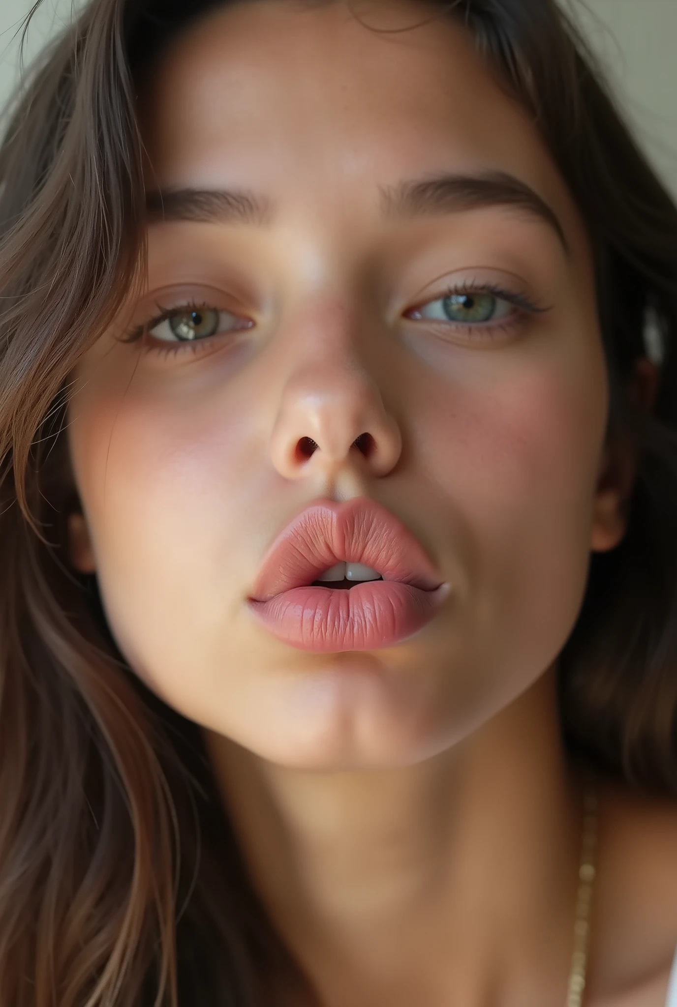 A close up of a woman with a necklace on her neck - SeaArt AI