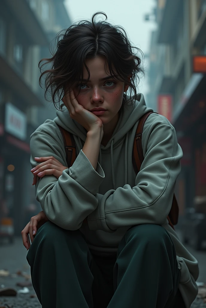 Dot a picture of a modern character steeped in fatigue - SeaArt AI