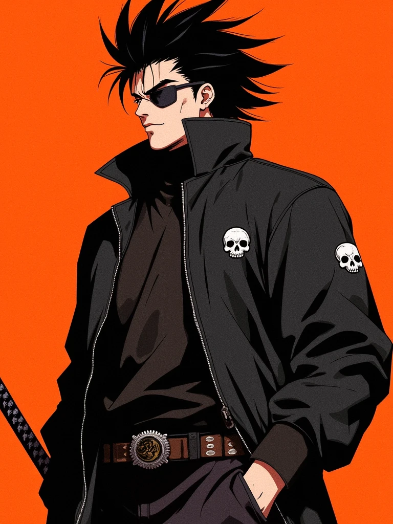 A highly detailed anime-style character portrait of a tall and imposing ...