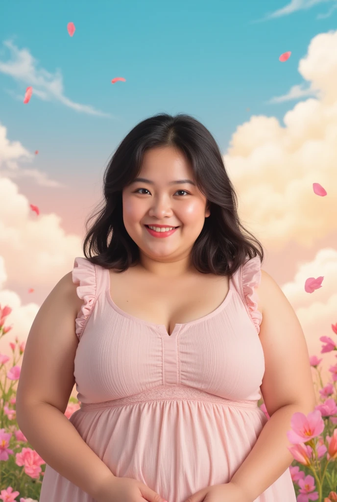 Chubby asian female 75kg - SeaArt AI