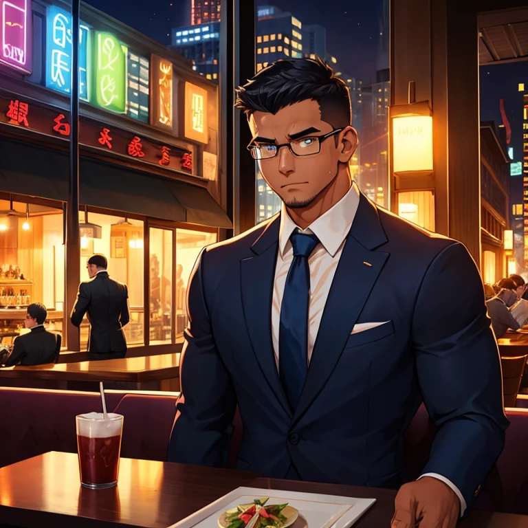 thick outline、human、male、Age 32、Muscular、Intimidating、crew cut - SeaArt AI