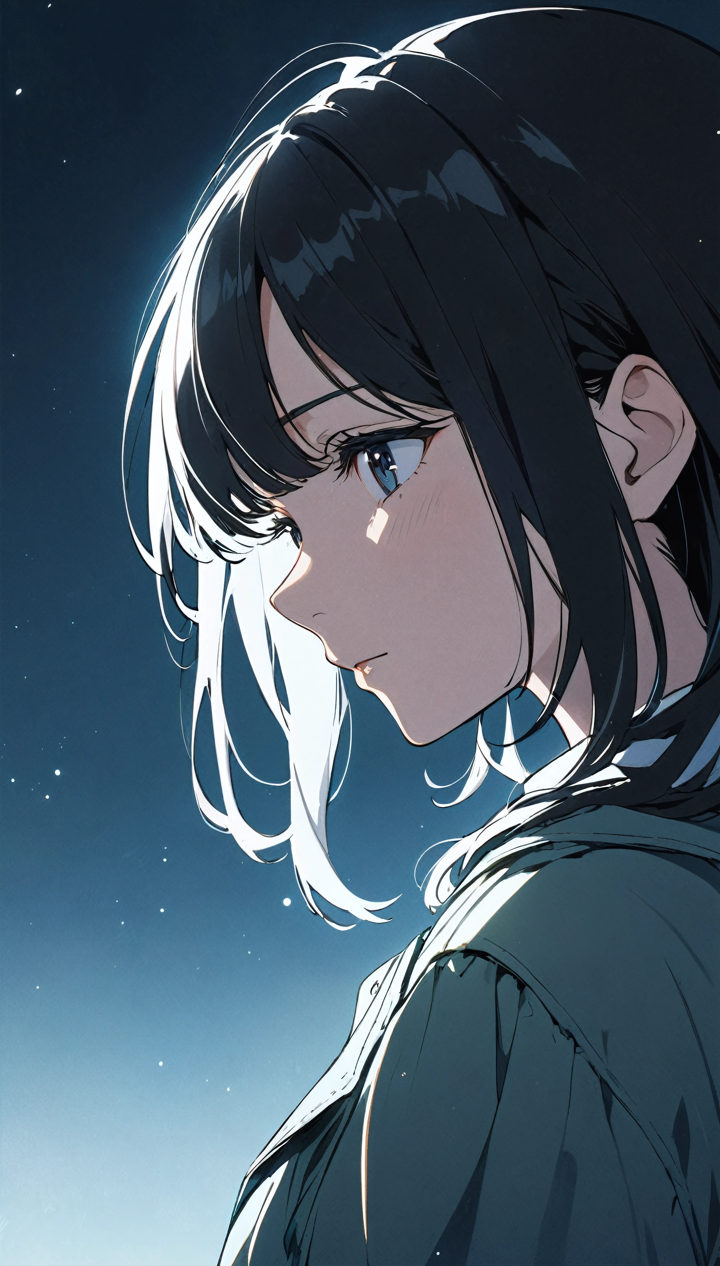 Anime girl staring at the sky with a star in the background - SeaArt AI
