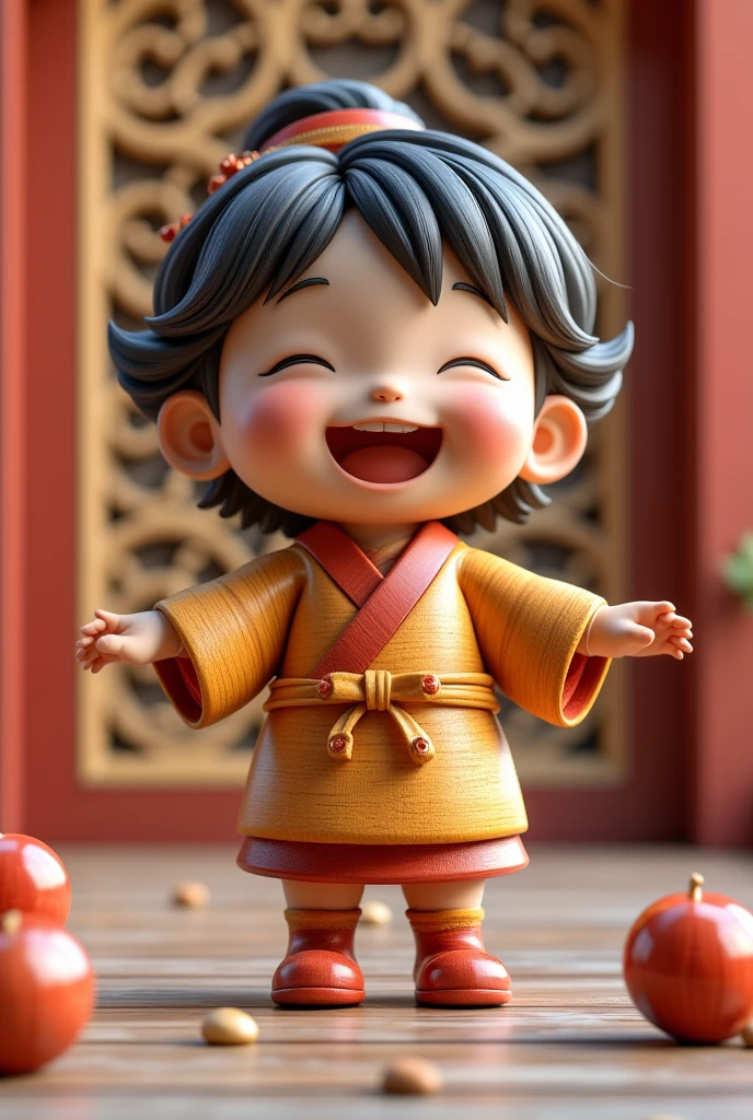 Chibi style girl, playful expression, bending over, laughing - SeaArt AI