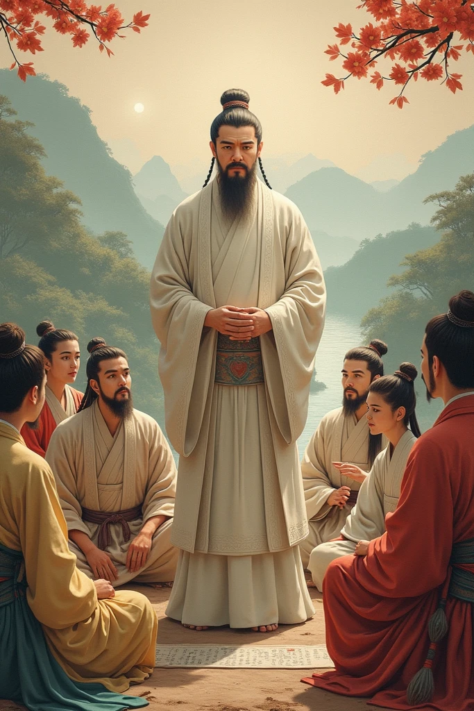 Crate an artwork all about confucius' teachings focused on the ...