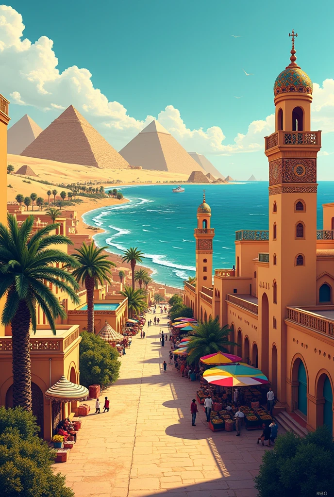 “Illustration of North Africa , with arid desert landscapes - SeaArt AI