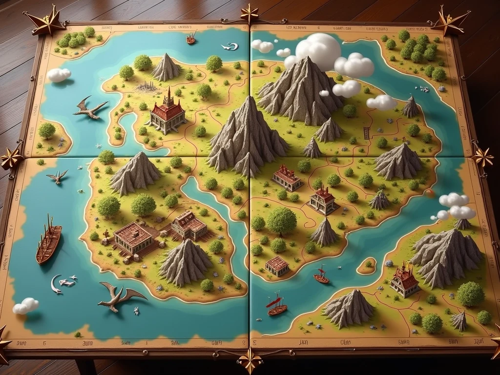 Medieval map to illustrate a map of the fantastic world, Full of ...
