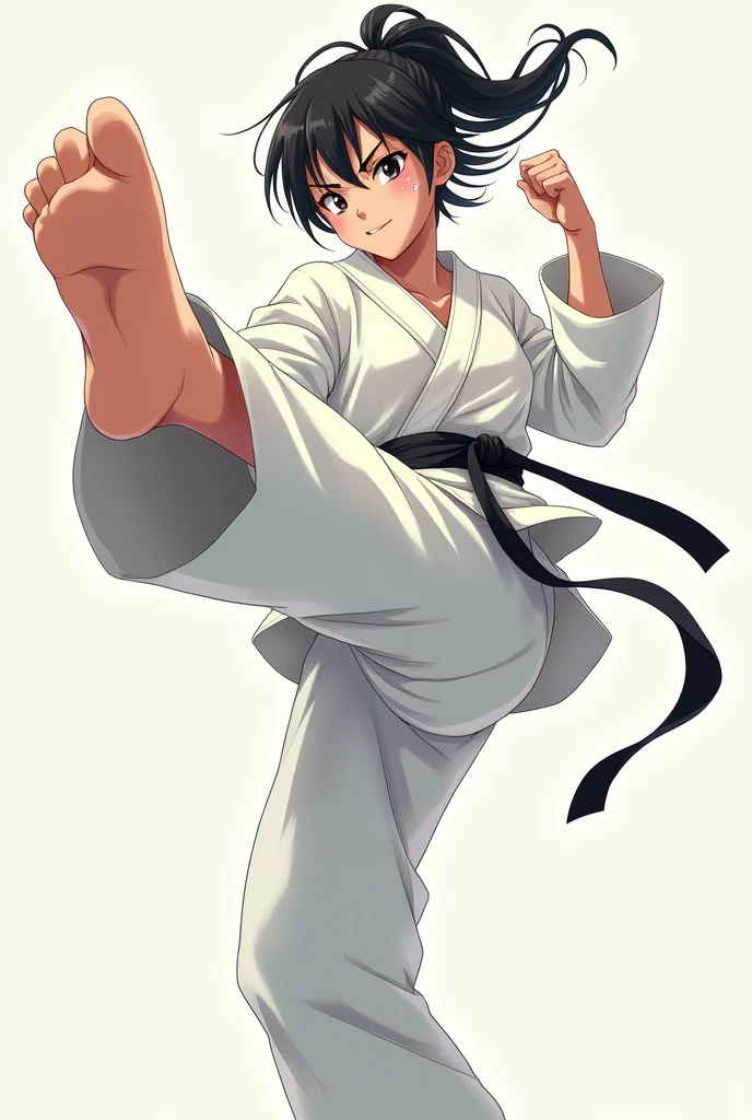 Anime character wearing a uniform and doing karate kicks - SeaArt AI