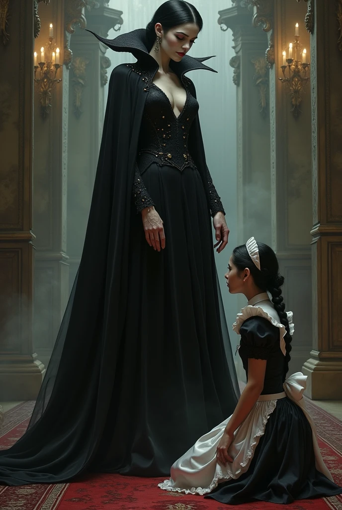 6 foot 9 female vampire,making human Latina 5 foot 2 maid girl kneel ...