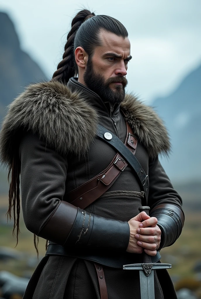 Actor Jackson Rathbone as a Viking a low cut beard, eyeliner around his ...