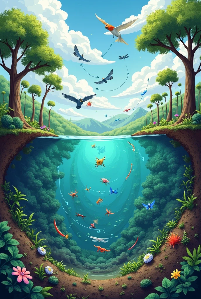 Flow of matter : Matter such as carbon , nitrogen and other elements ...