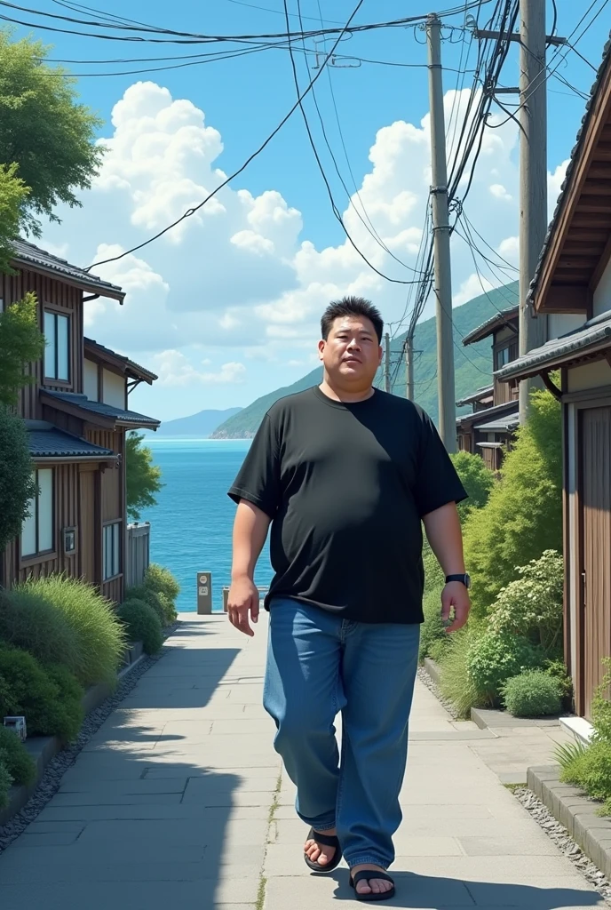 A realistic photograph of a large man weighing 110 kg and standing 180 ...