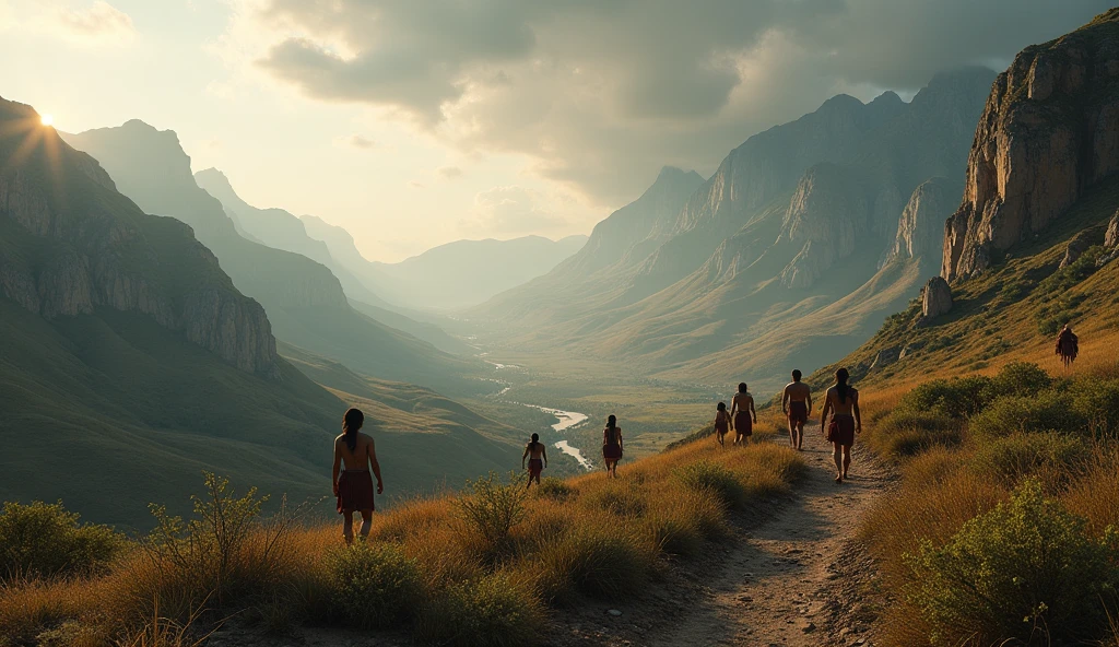 Prompt: A cinematic depiction of Earth during early human evolution ...