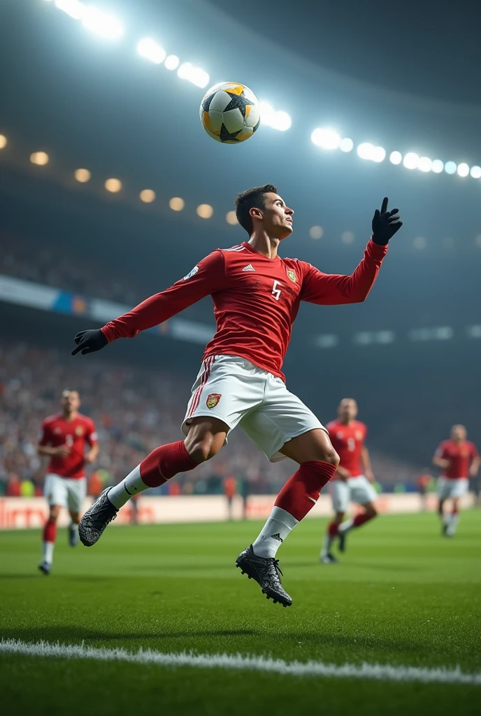 Cristiano Ronaldo header goal 1-0 - SeaArt AI