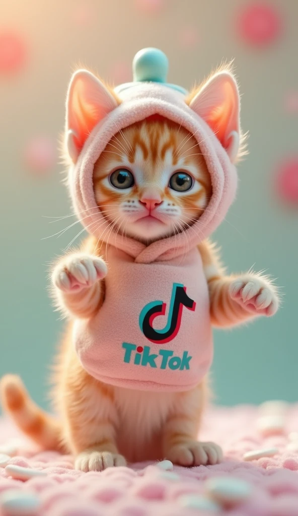 “A cute kitten dancing , Looking forward, with a TikTok disguise ...