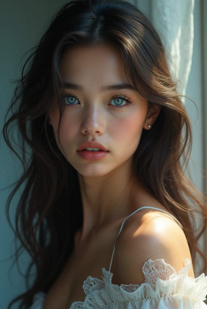 Sexy girl with long hair and blue eyes - SeaArt AI