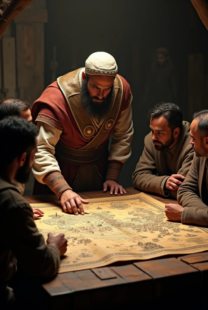 An intense meeting scene with Osman Ghazi and his companions gathered ...