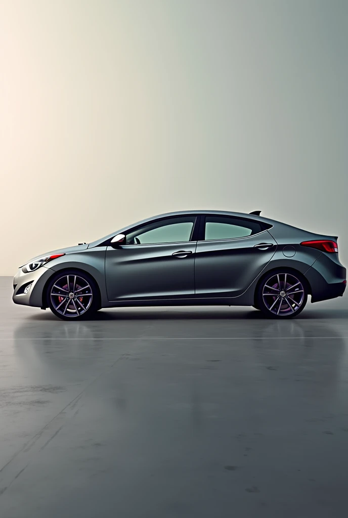 Elantra 2014 gray semi-profile with its litmus colored wheel rims ...