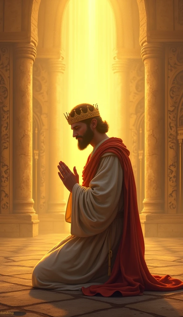 King David, with the crown on her head, kneels in newly conquered ...