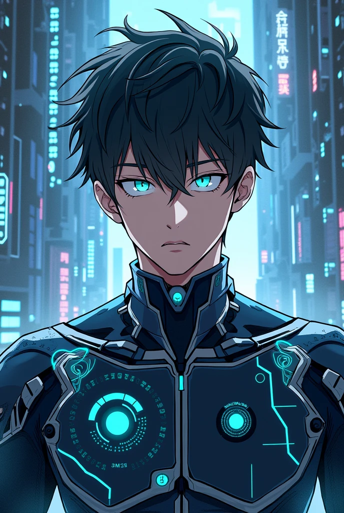 Make the anime-style image of a Technopath man - SeaArt AI