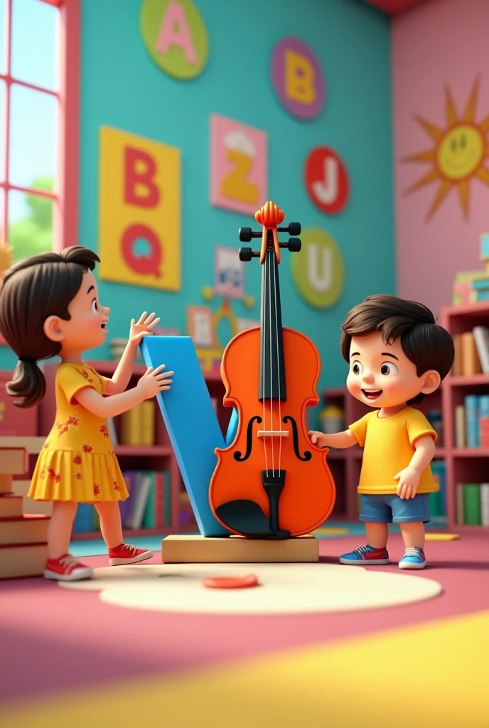 Create a vibrant and engaging 3D images for a ren's educational song ...