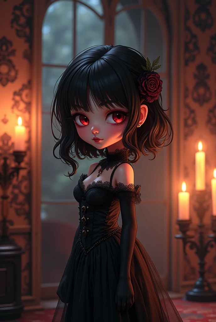 A captivating chibi illustration of a seductive female character ...