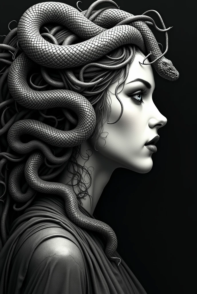 Medusa profile tattoo art - SeaArt AI