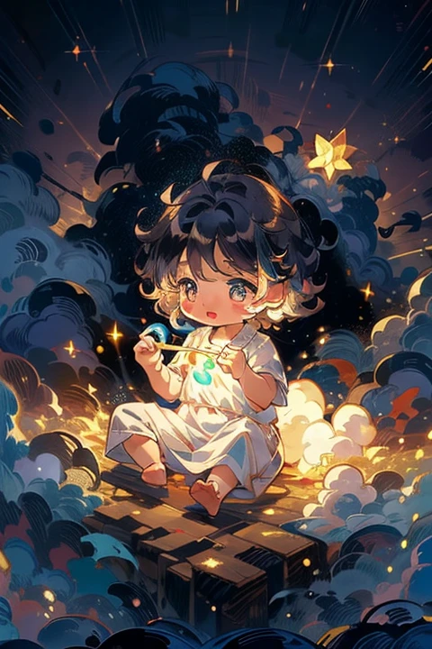 Masterpiece、Chibi character，cute，Baby kitsune，(( Image a locomotive ...