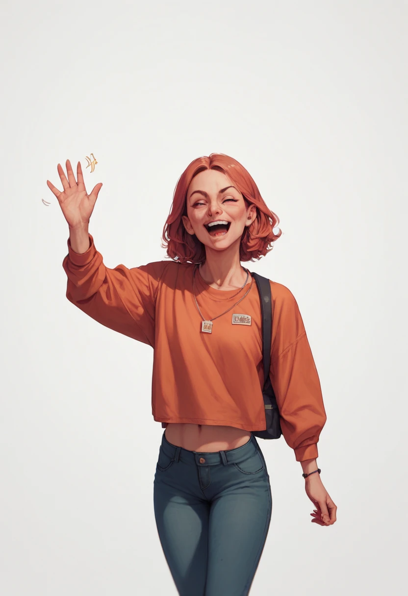Stiffly standing, white background, waving - SeaArt AI